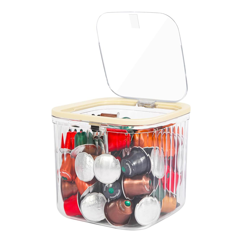 Clear Coffee Pod Holder with Lid Coffee Pods Storage for Counter, Small ...