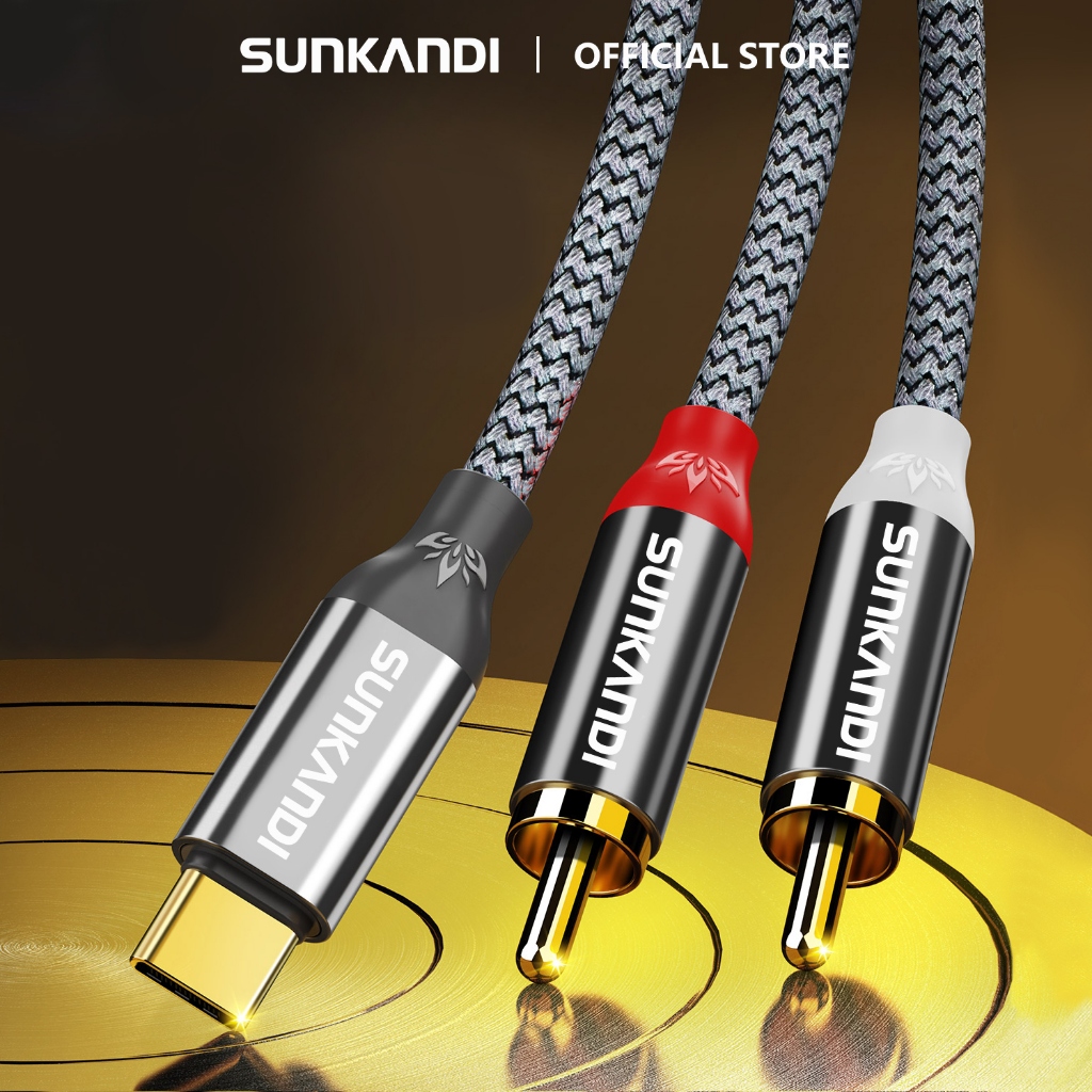SUNKANDI RCA Cable grey USB C to Dual RCA Male Jack Plug Adapter for ...