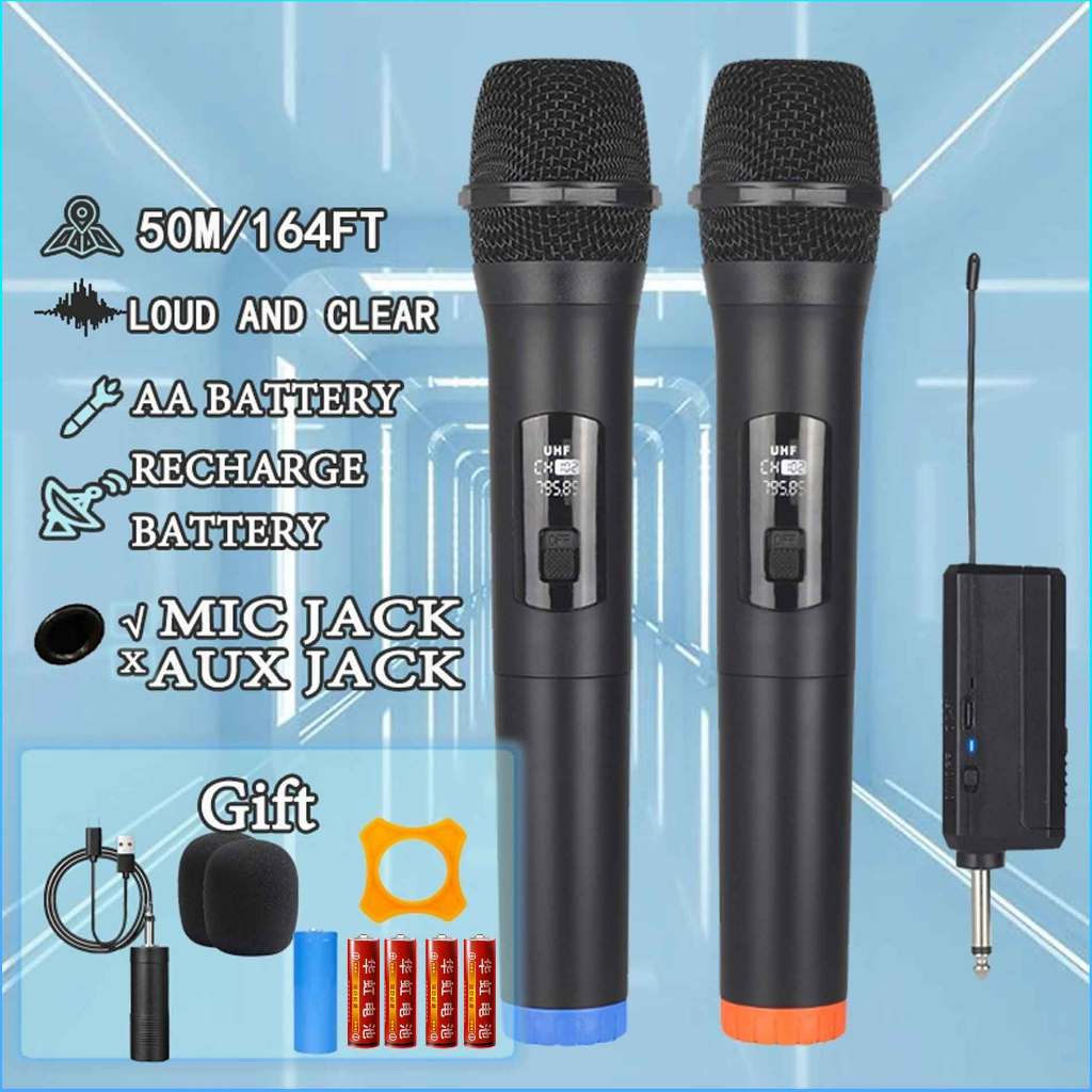 MOREFAND UHF Handheld Dual Rechargeable Wireless Microphone | Shopee ...