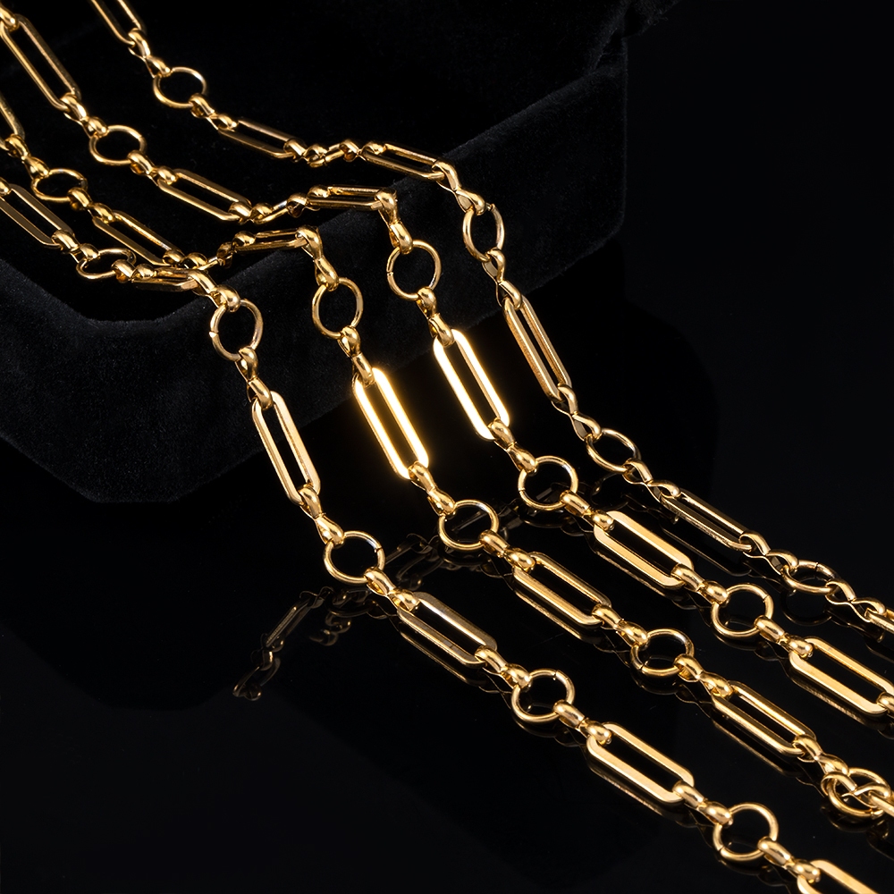 1Meter Stainless Steel Necklace Bracelet Thick Golden Chains Geometry ...