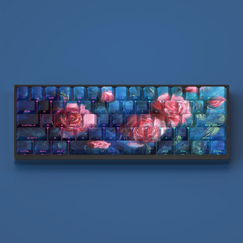 【ONLY KEYCAP】Rose Keycap Oil Painting Style Side Engraved Shine Through ...