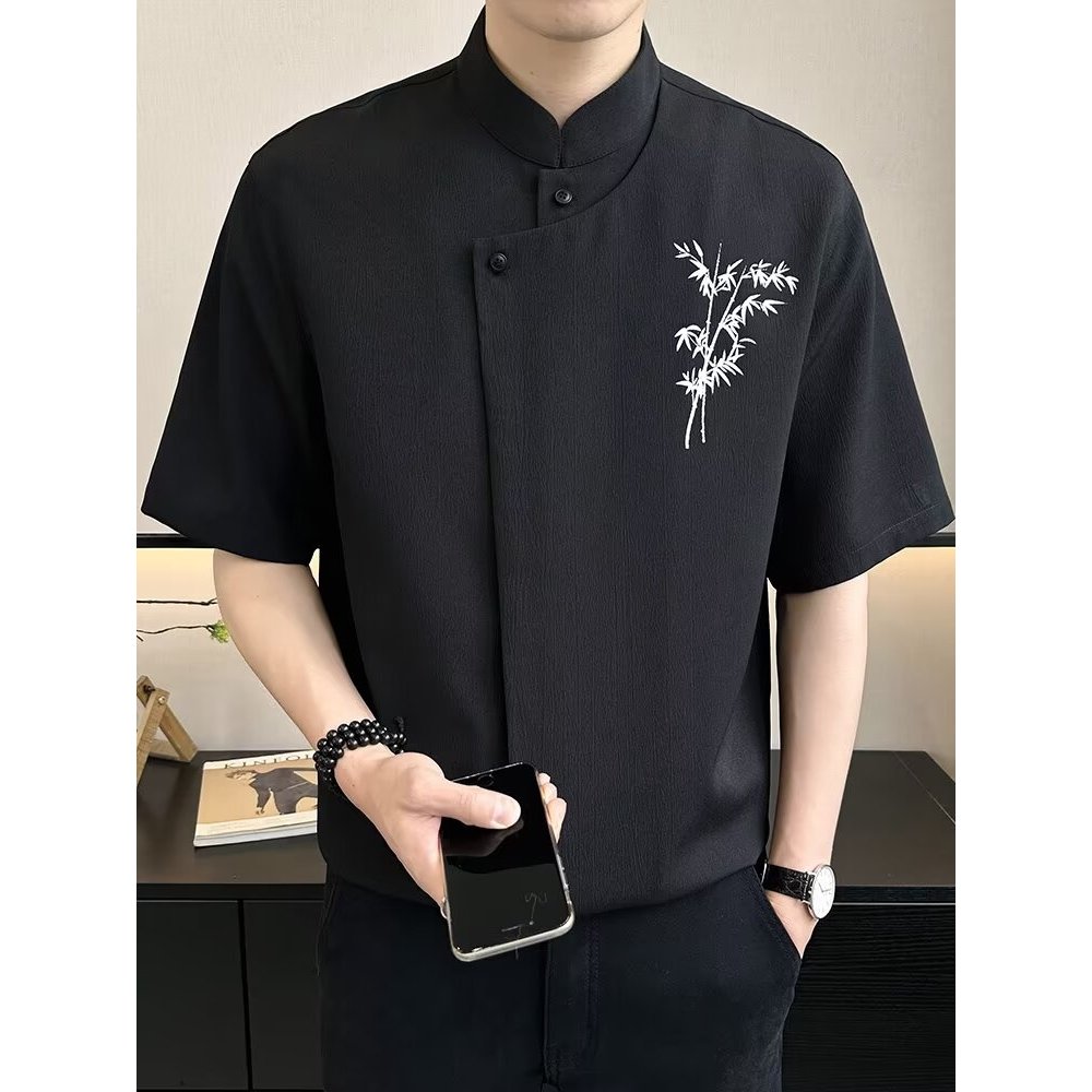 Chinese style embroidered Chinese standing collar Tang suit summer cool ...
