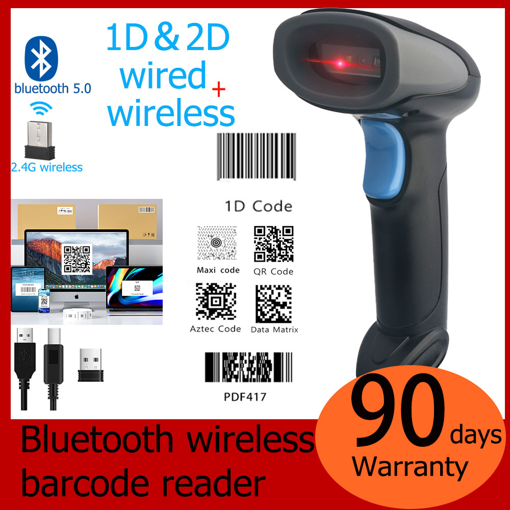 2D 1D QR Barcode Scanner Wireless Bluetooth Barcode Reader Hanheld ...