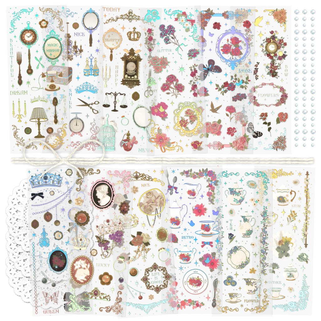 Mayplous 4 Packs Vintage Scrapbook Sticker Decorative Planner Sticker ...