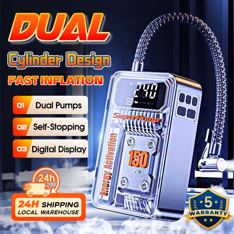 🔥5 Years Warranty🔥Wireless Car Air Pump 18000mAh Portable Digital Car ...