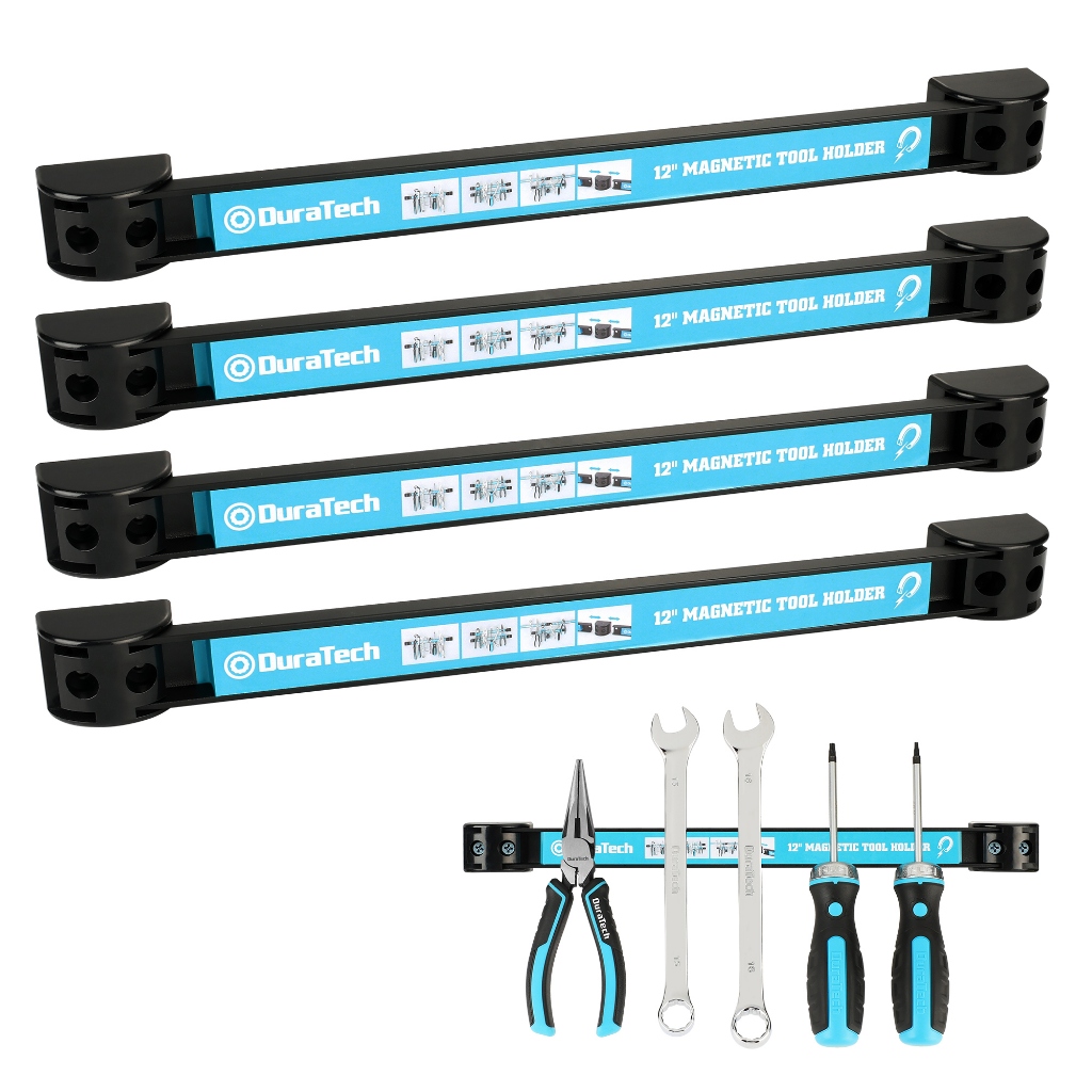 DURATECH 4 Pcs 12" Magnetic Tool Holder Strip Heavy Duty Magnetic Tool Bar Magnetic Space Saving ...