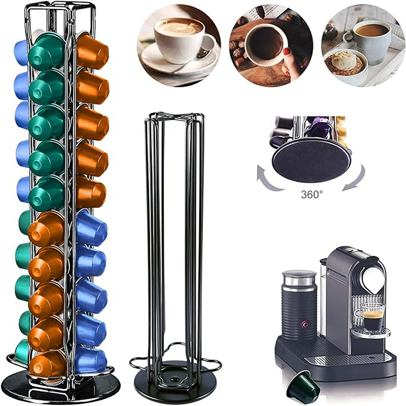 Coffee Capsules Holder 40 Capsules Holder 360° Chrome Plating Rotatable ...