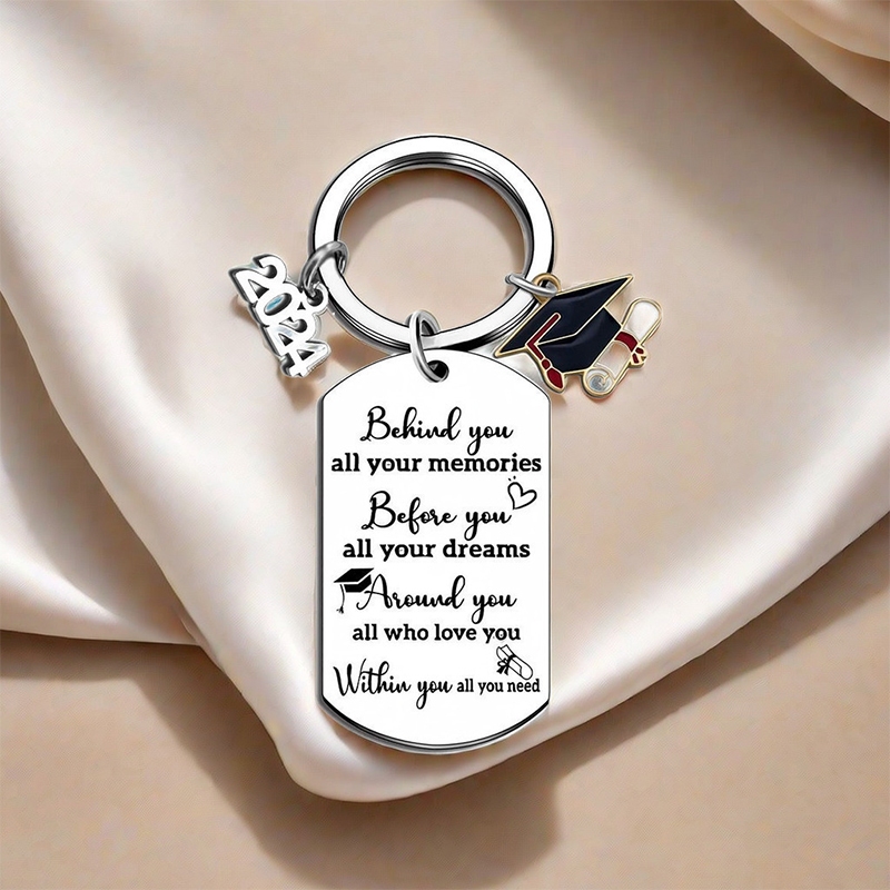 2024 Graduation Key Chain Engraved Inspirational Language Stainless ...