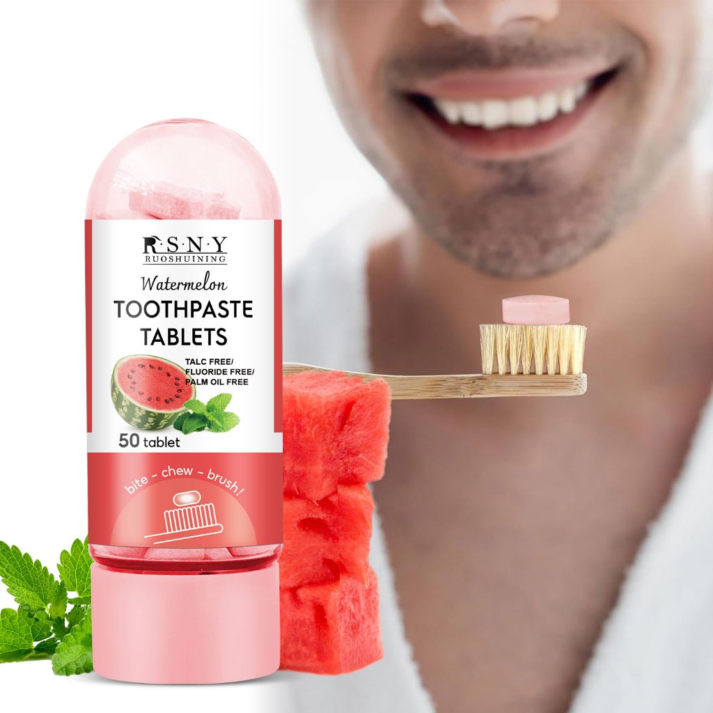 Refreshing Watermelon Solid Toothpaste Granules 50 Tablets - Portable ...