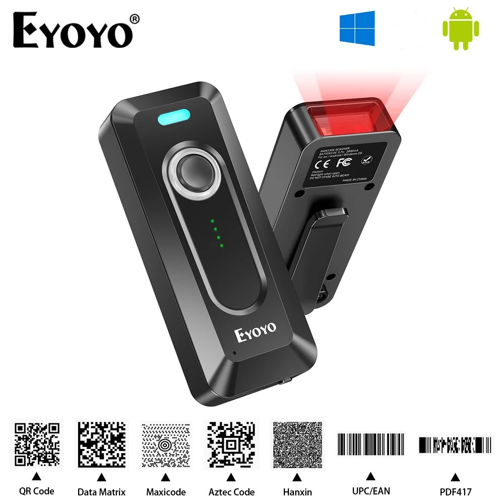 Eyoyo EY-039 2025 New Bluetooth Barcode Scanner 2D QR Wireless Mini 1D ...