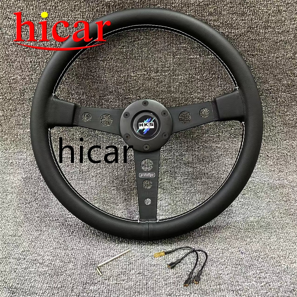 HKS button Genuine Leather Sports JDM Racing Steering Wheel for ...