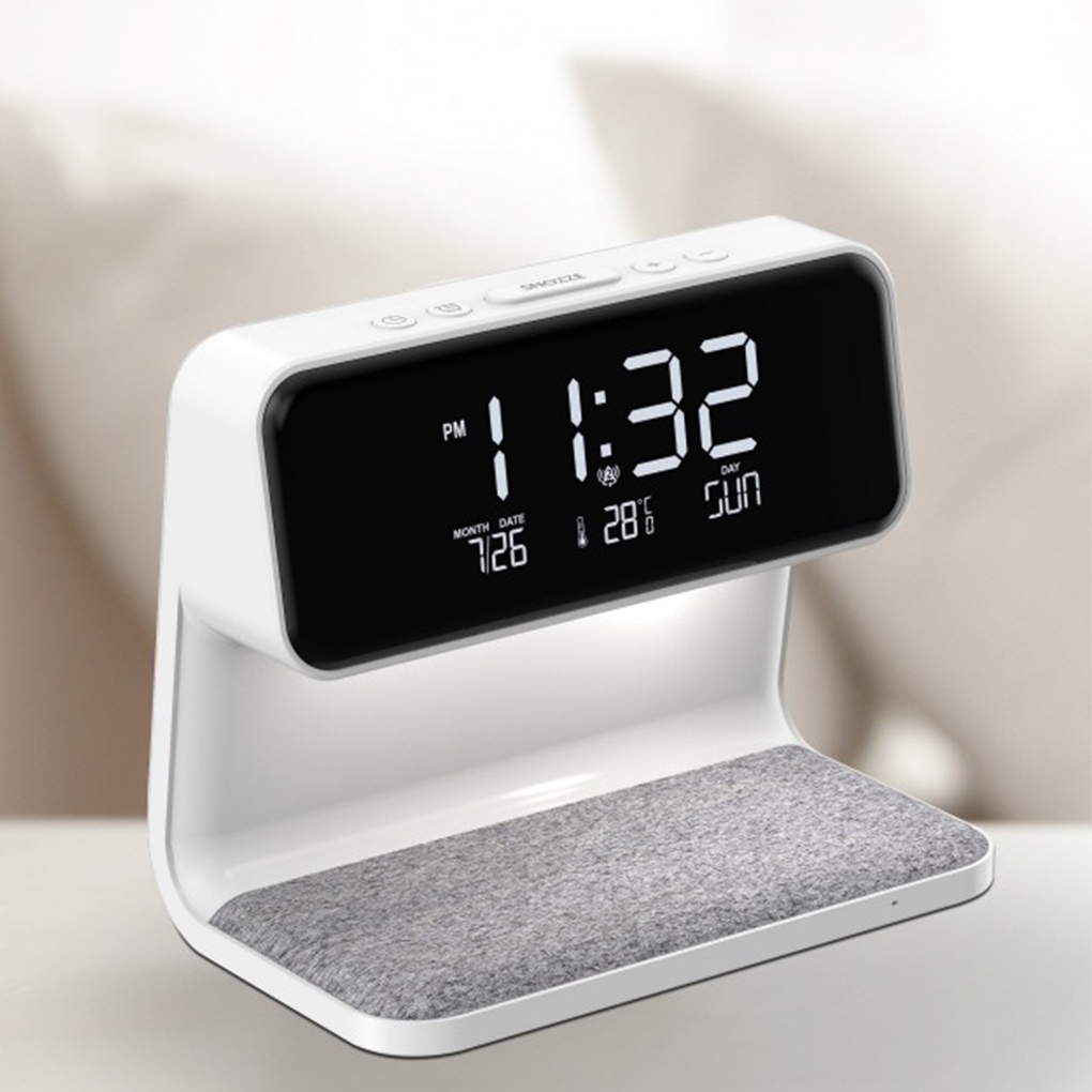 Dual Alarm Clock Bedside Table Lamp with Fast Wireless Charger, Wake Up ...