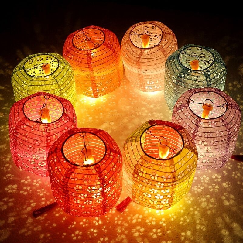 Colorful Hollow Luminous Portable Paper Lanterns Children's Diy ...