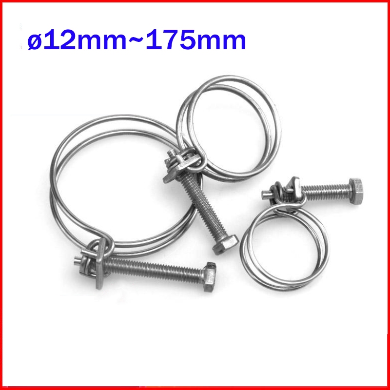 Stainless Steel Pipe Clamp Double Wire Hose Clips Adjustable 12mm~175mm ...
