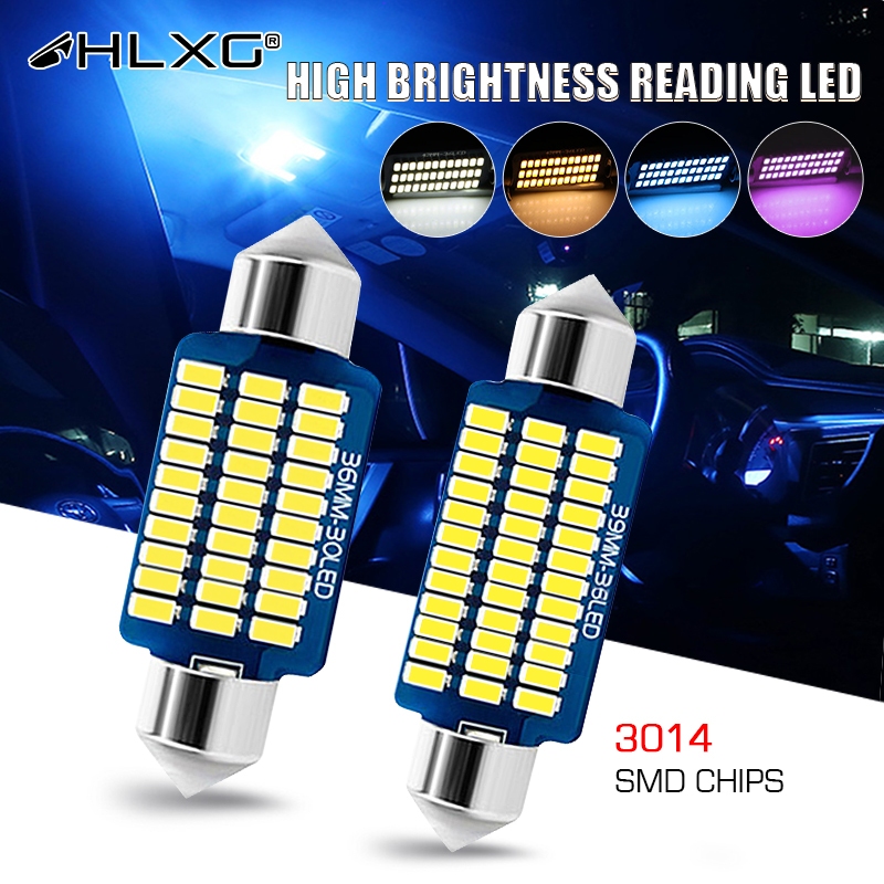 2x T10 Led bulb W5W Festoon LED dome light 31mm 36mm 39mm 41mm Car ...