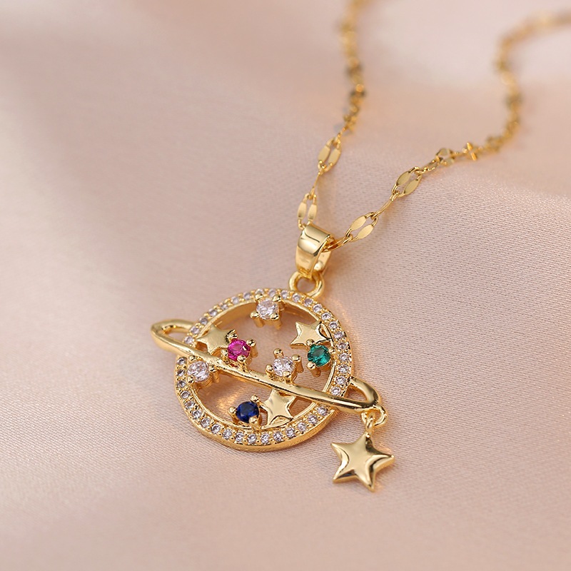JUSHI Star Moon Necklace for women 18K gold girlfriend gift value ...