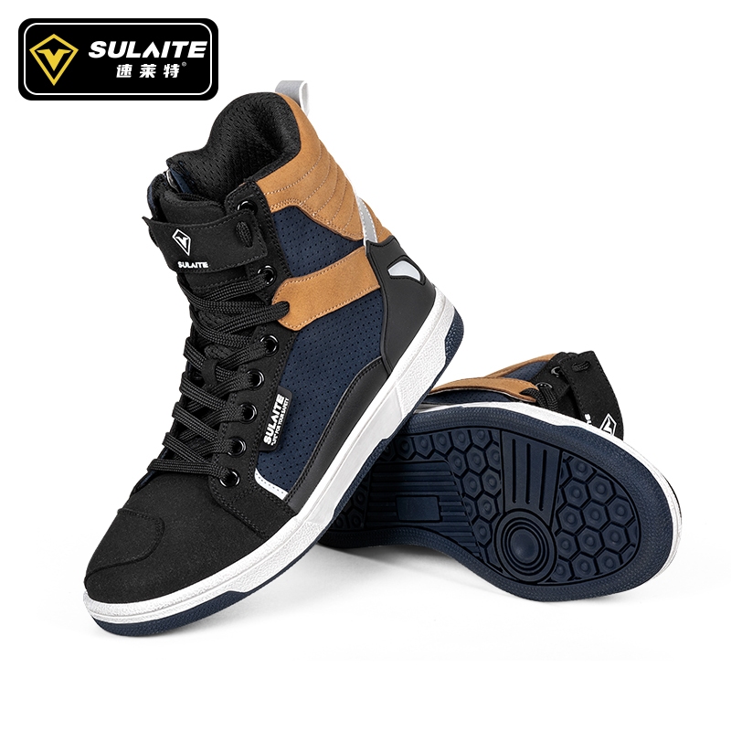NEW 2023 SULAITE Men's Motorcycle Shoes Four Seasons Motorbike Gear ...