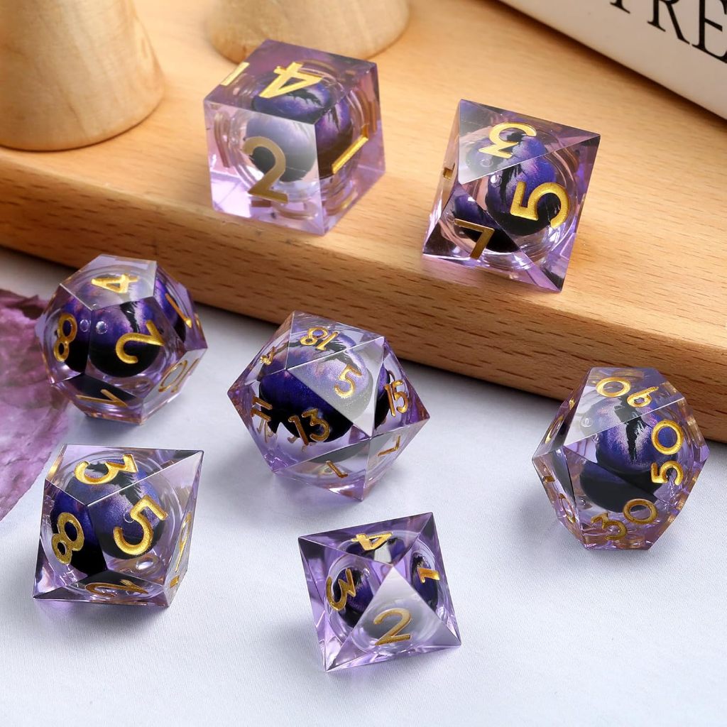DND Dice Set 7 Piece Handmade Polyhedral Dice Dungeons & Dragons Resin ...