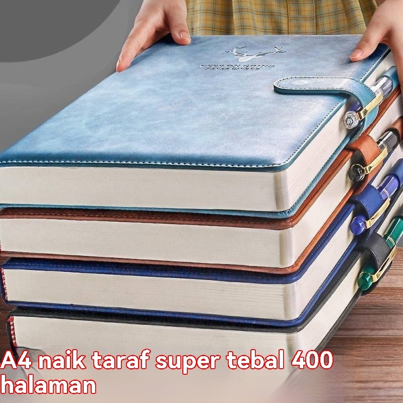 A4 Large Notebook Super Thick Large Size 400 Page Diary Soft Leather ...