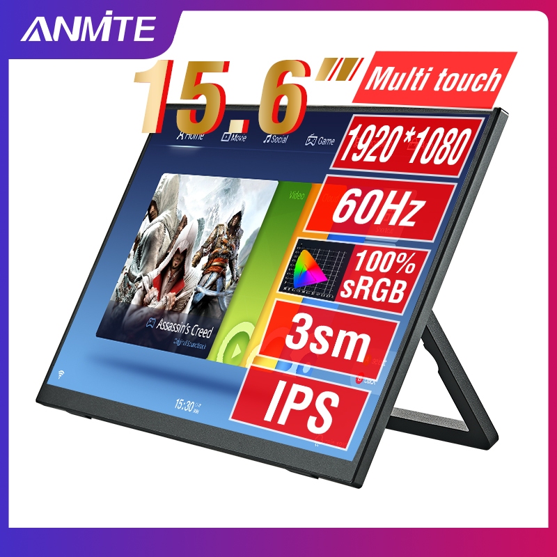 Laptop portable monitor Anmite 15.6-inch IPS portable LED touch screen ...