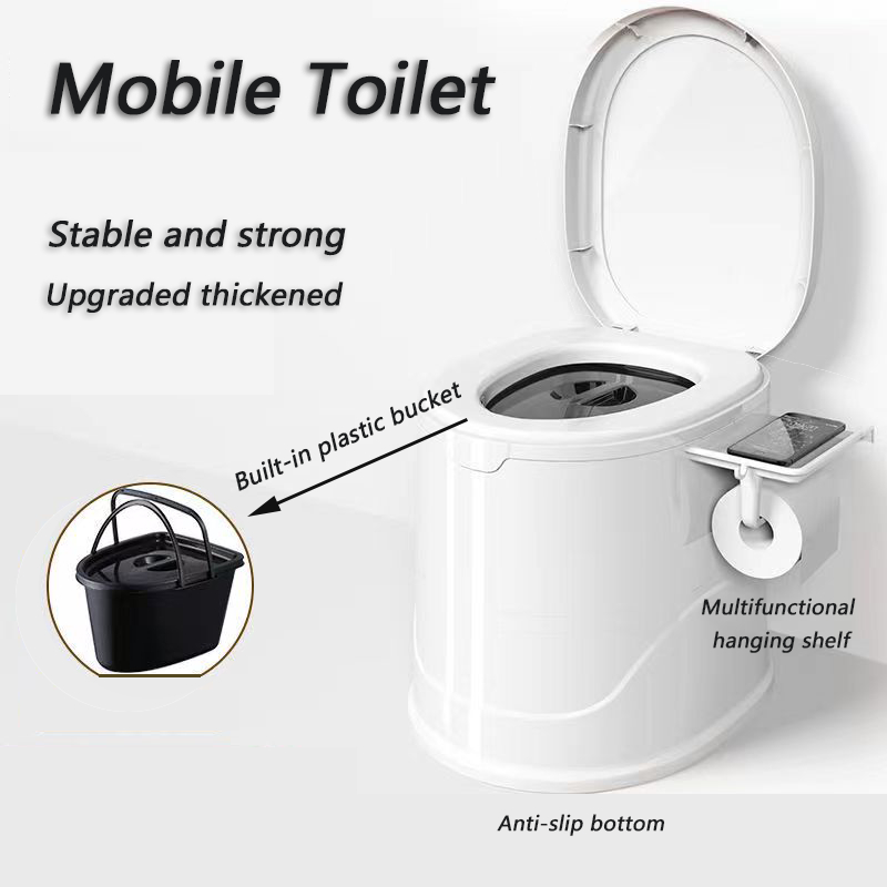 Portable Toilet Indoor Outdoor Commode w/Detachable Inner Bucket ...