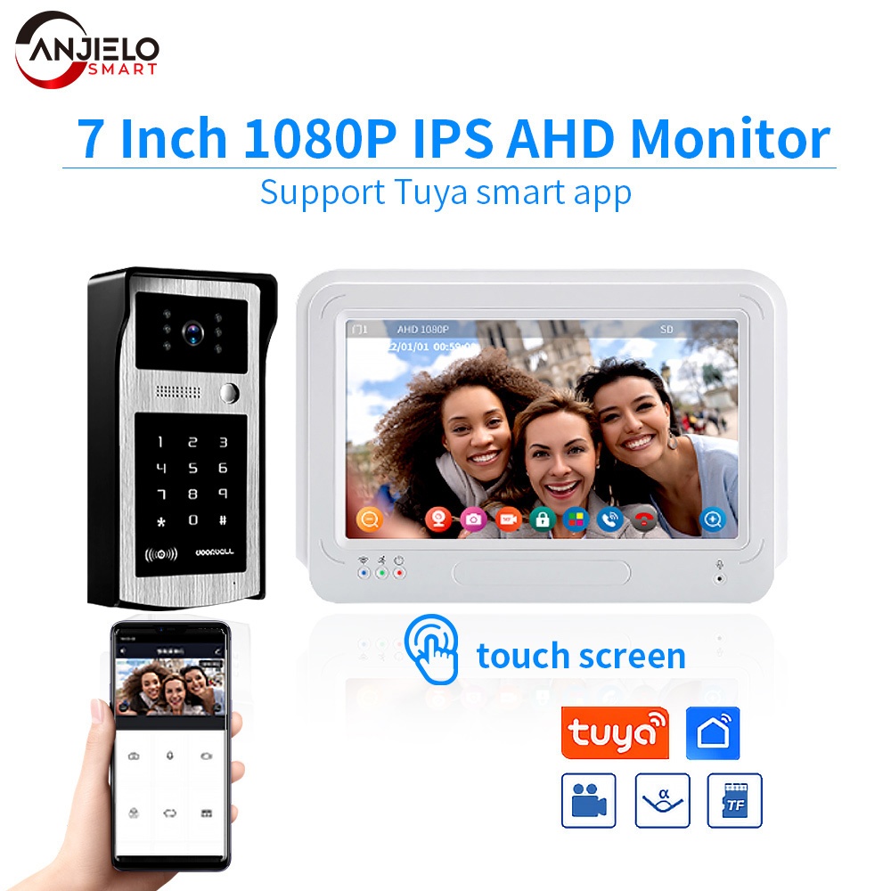 7 Inch Screen Touch Monitor Video Intercom for Home Door Phone Doorbell ...