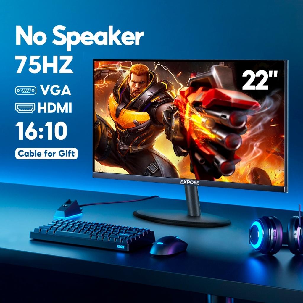 EXPOSE LED Computer Monitor With Speaker 1080P 75HZ Gaming Monitor (19 ...