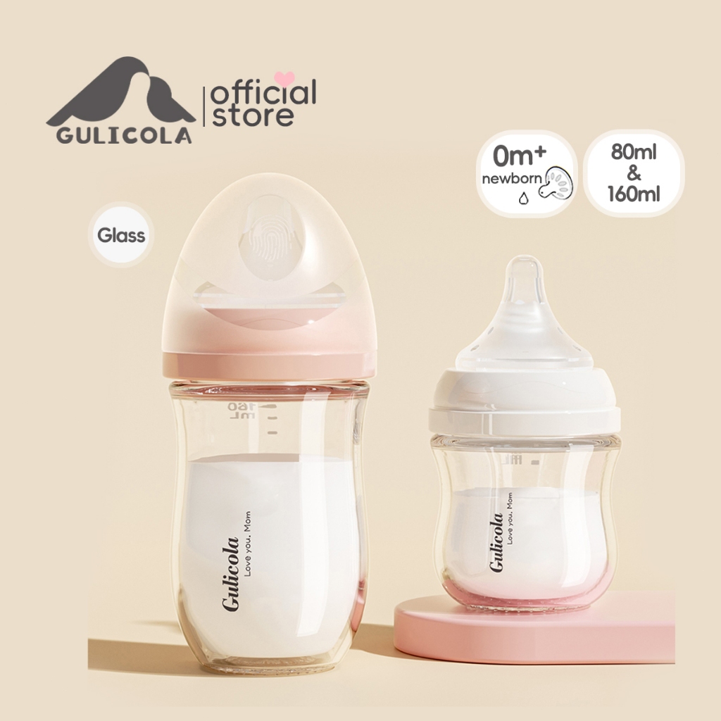 Gulicola Glass Baby Bottle With anti colic Slow Flow Teat, FREE BPA ...