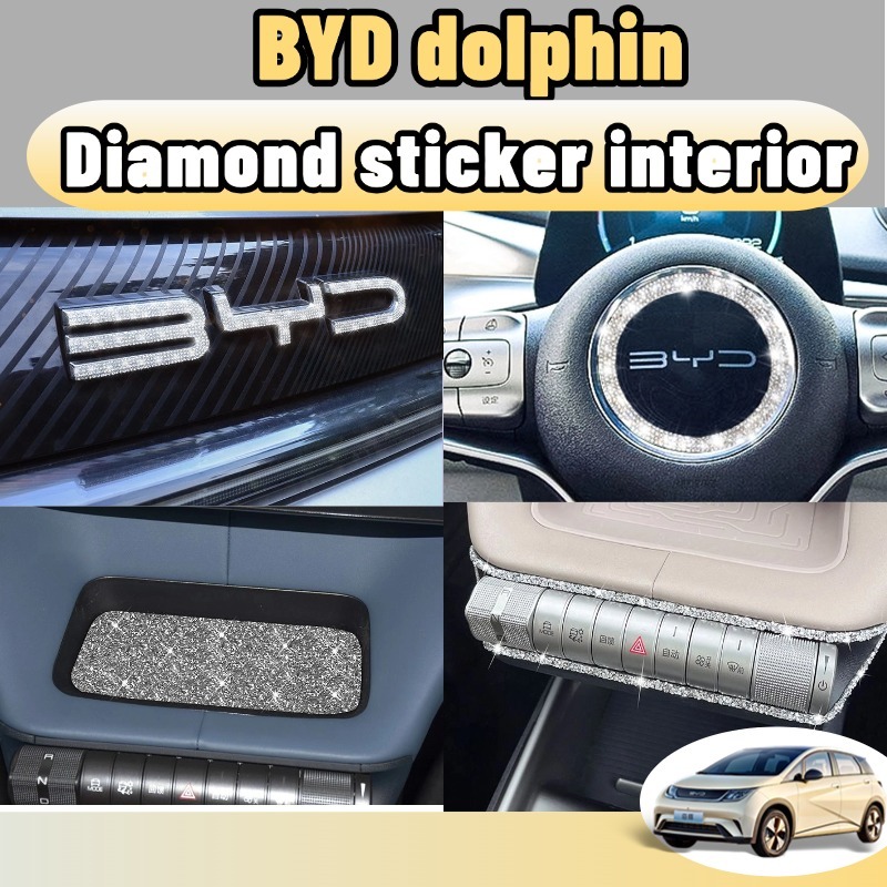 Byd dolphin 2023 2024 Diamond 3D Sticker Car Steering Wheel Crystal ...