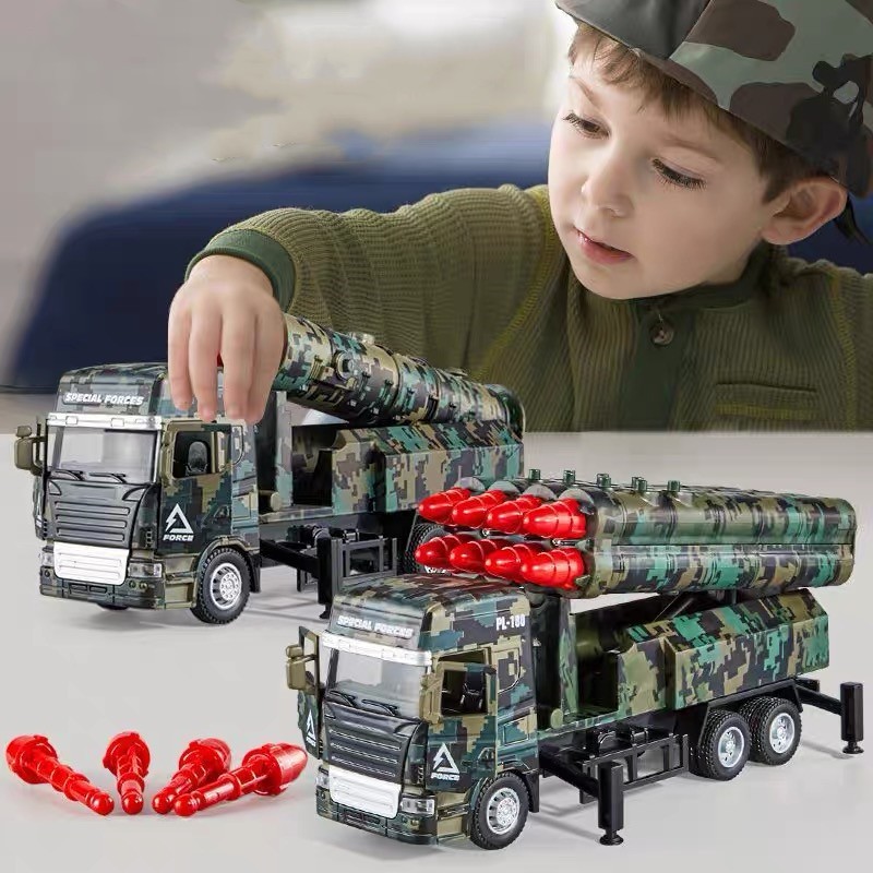Children's toy car alloy toy car shell launcher model simulation missile toy car can launch ...