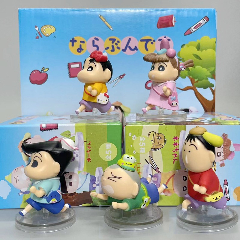 5Pcs/Set Crayon Shin-chan Futaba Kindergarten Go to School Nohara Shinnosuke Sakurada Nene Sato ...