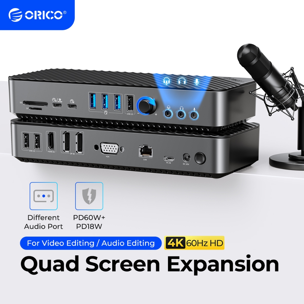 ORICO Docking Station 20-in-1 with 10Gbps USB-C Hub HDMI 4K DP VGA ...