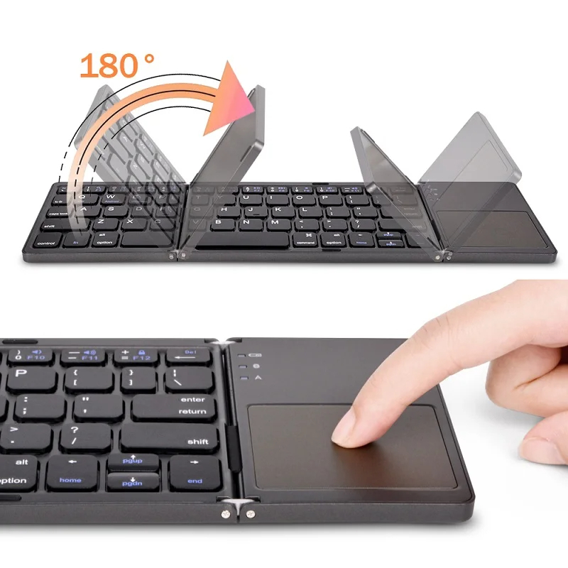 Wireless Folding Keyboard Bluetooth Keyboard With Touchpad Multi-Function Button Mini Keyboard ...