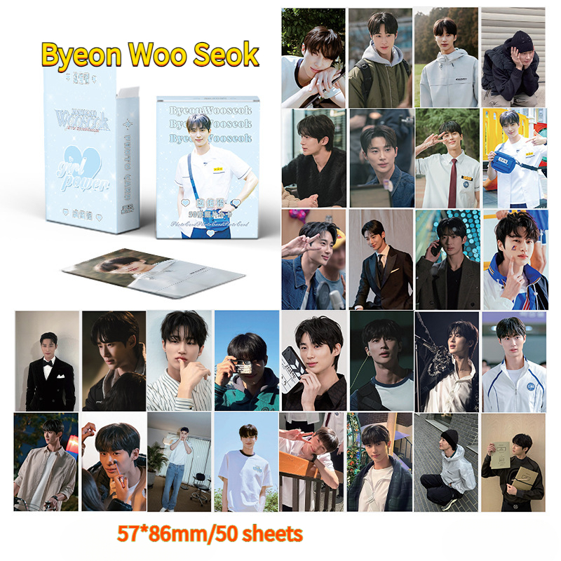 50 sheets Byeon Woo Seok Photo Cards Collections LOMO card 57*86mm ...