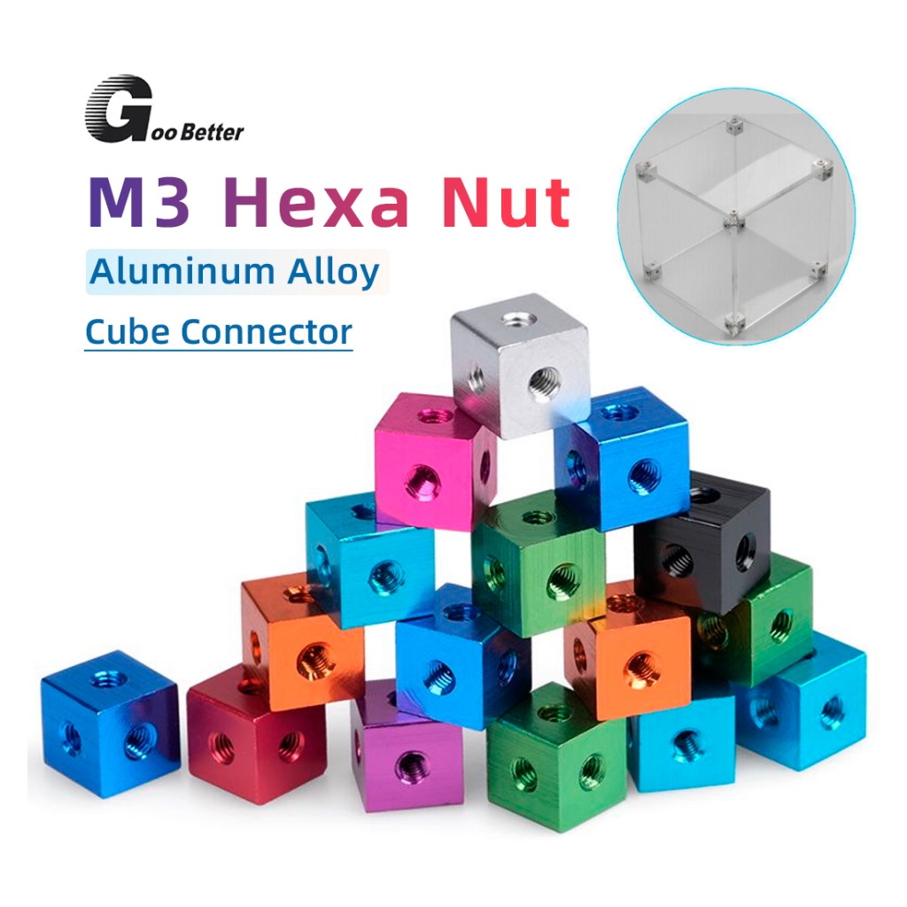 M3 Cube Connector Aluminium Fixing Bracket 10mm Square Spacer Standoff ...