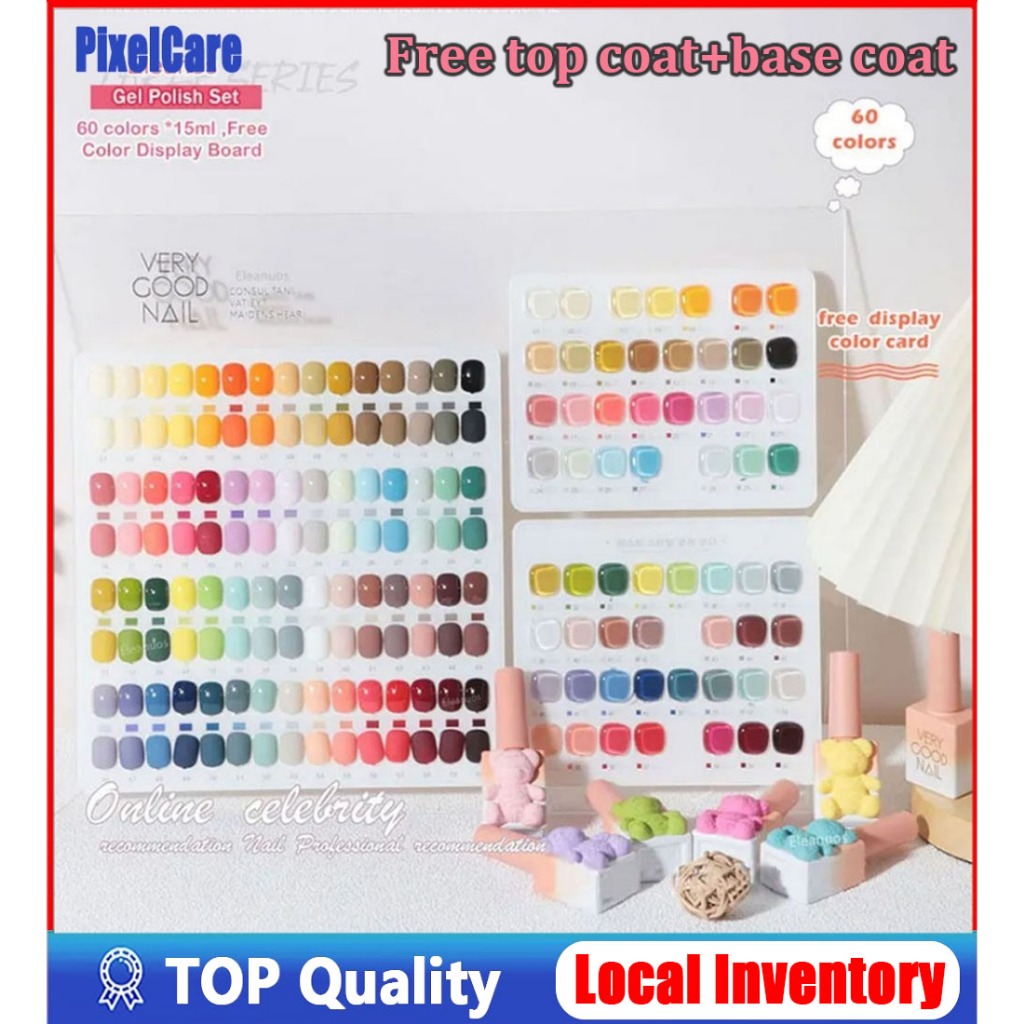 Pixelcare 66/60/58/40/12 Color Korean Sweetheart Macaron Gel Nail Polish Set 15ml Gel with Color ...