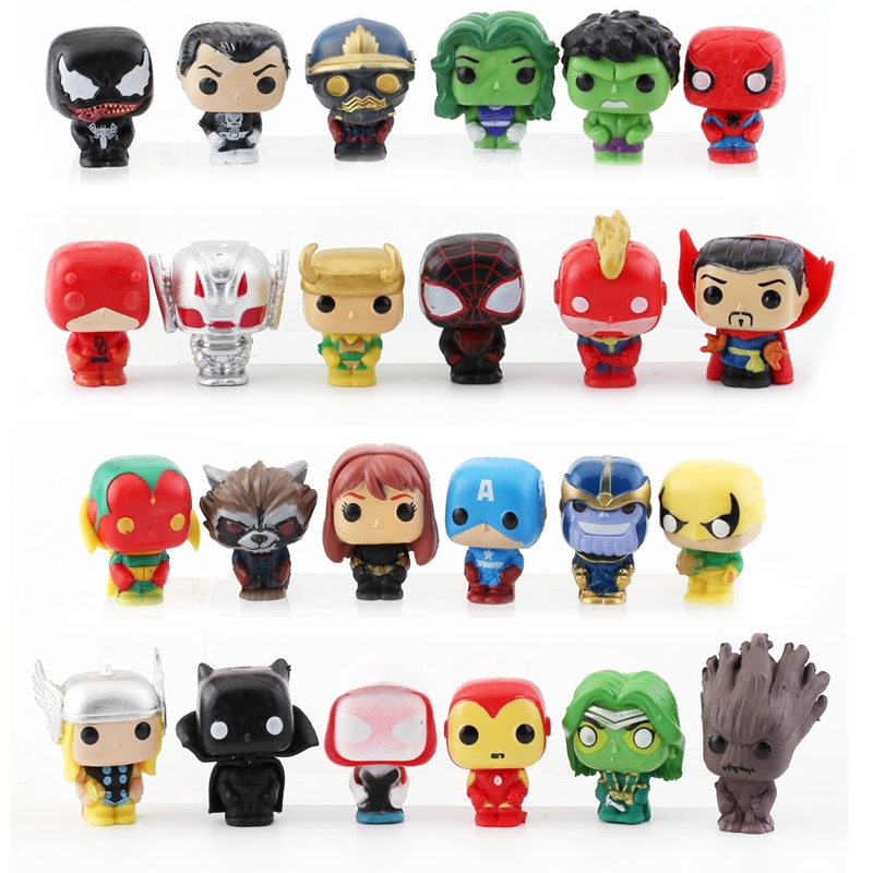 24Pcs/Set Marvel Q Version Figure Avengers Anime SuperHero Iron Man ...