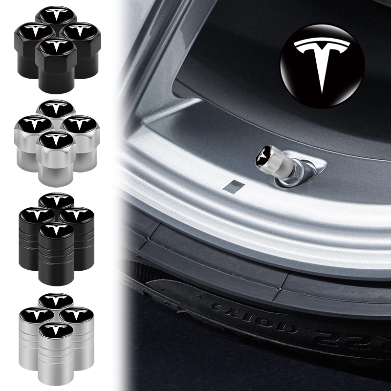 4pcs Black/Silver Aluminum Car Valve Cap Hexagonal/Cylindrical Car ...