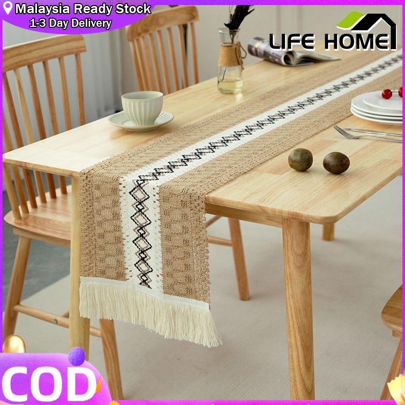Table Runner Rectangle 4/6/8 Seater Cotton Linen Geometric Rhombus ...