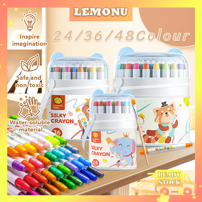 【Local Delivery】Silky Crayon for kids Washable Non Toxic colour pencil ...