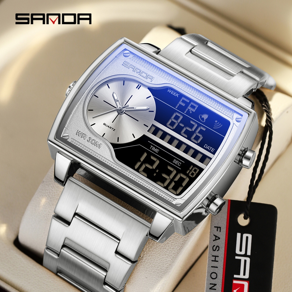 SANDA 6163 Fashion Trend Men's Quartz Watch Fashion Square Watch ...