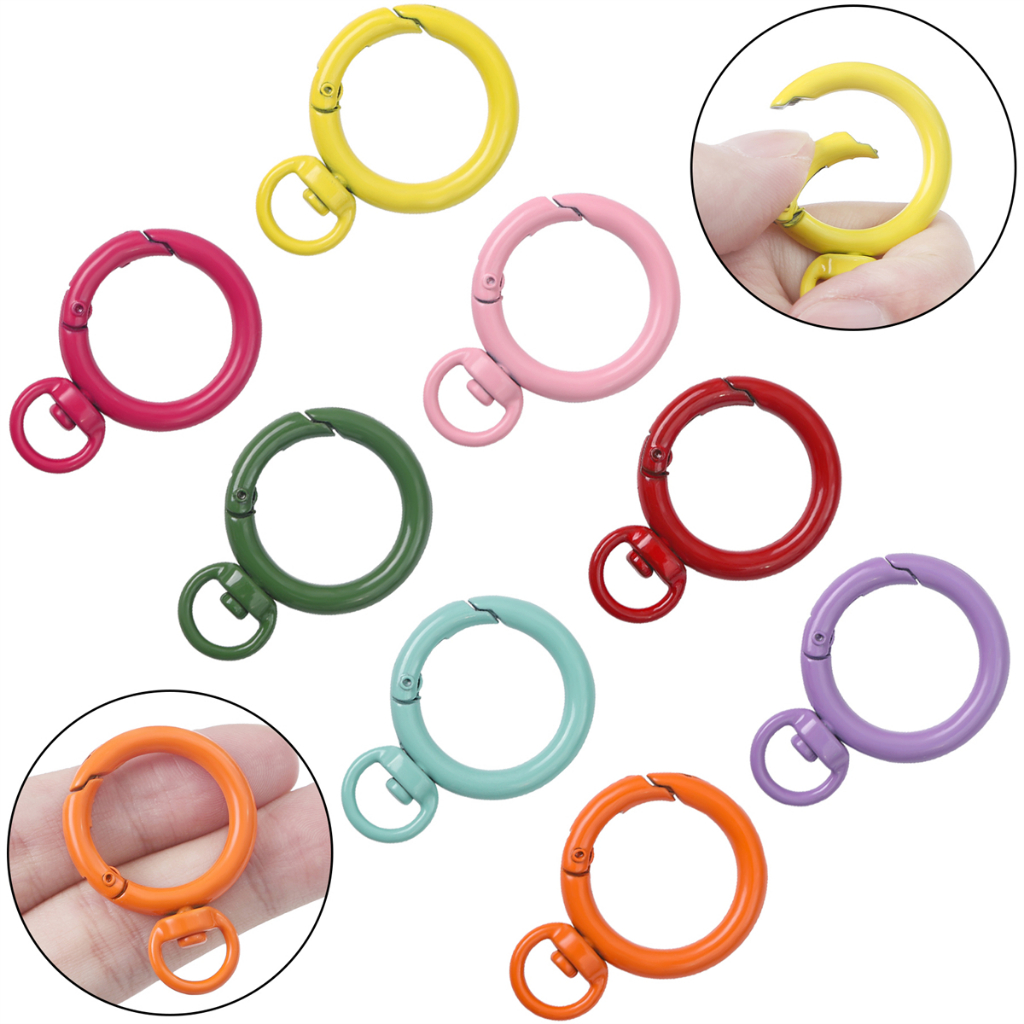 Round Swivel Keychain Spring Clasps Openable Keyring Buckles For DIY ...