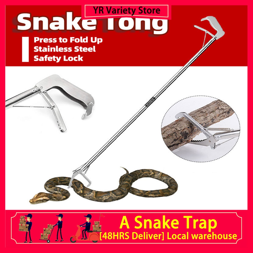♛75cm-200cm Straight/Curved collapsible Snake Stick Catcher Stainless ...