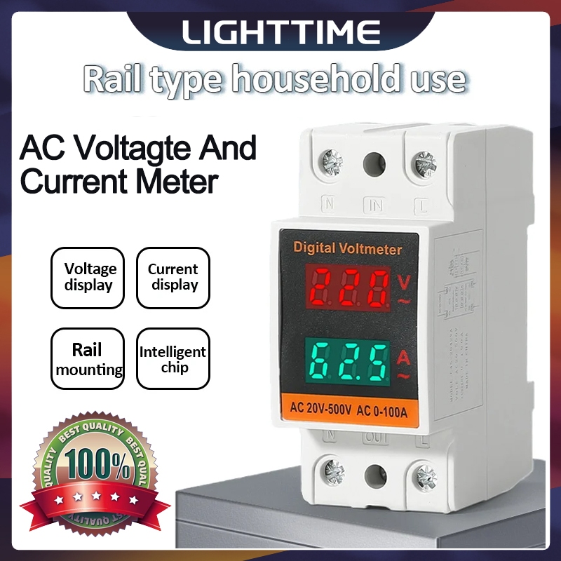 Single Phase Electric Energy Meter AC50-500V 0-100A Din Rail Dual ...