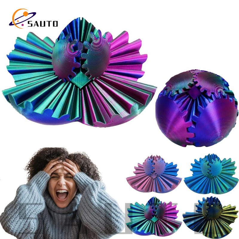 3D Printed Gear Ball Spin Ball Fidget Toy - Gearsphere Gear Ball for ...