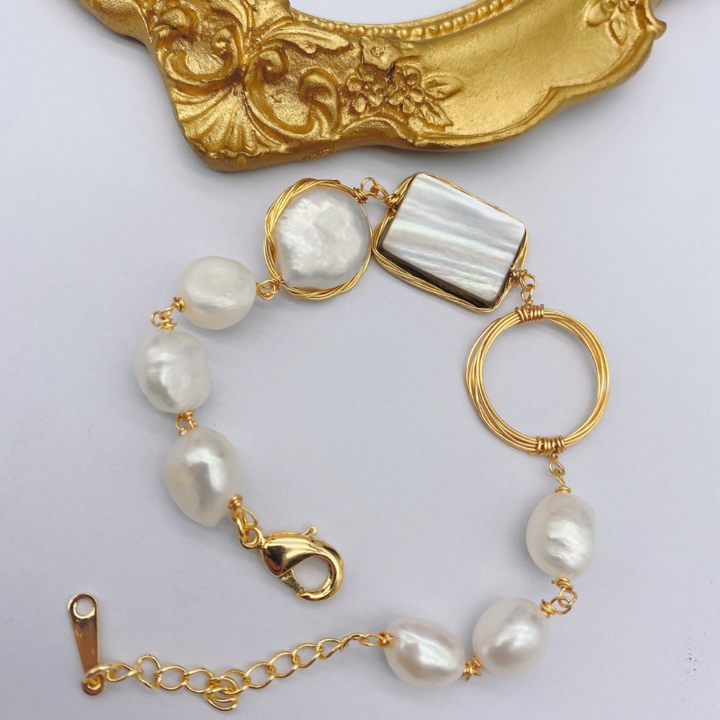 Natural Shell Pearl Bracelet Baroque Freshwater Pearl Tassel Bracelet ...