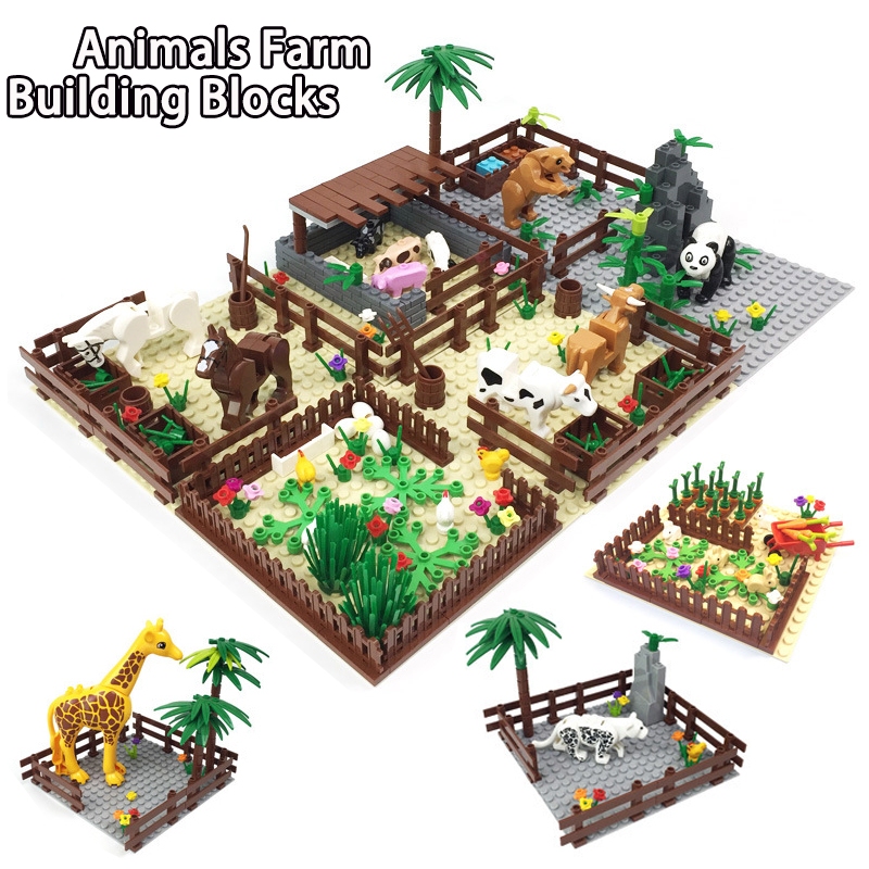 New Farm Animals Crops Building Blocks Toys DIY MOC Scene Assembly ...