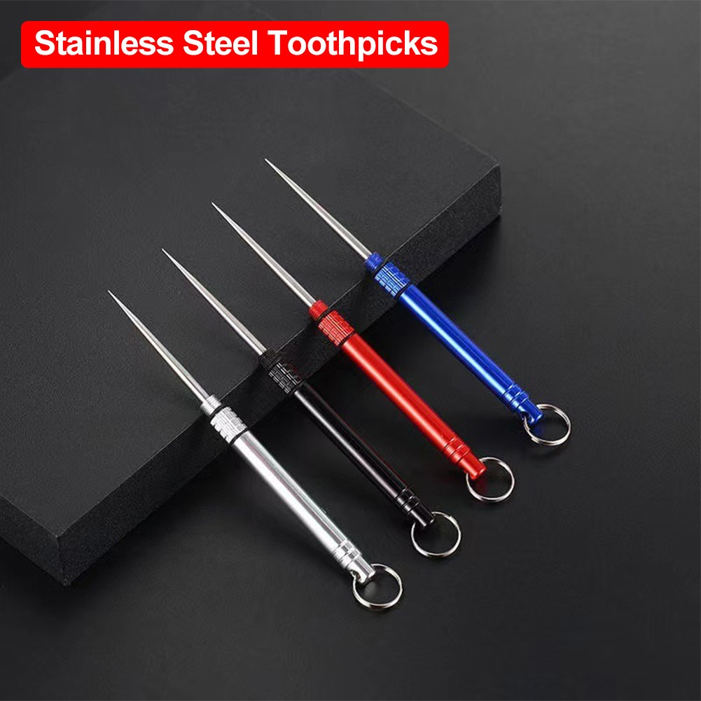 Multi-Purpose Titanium Outdoor EDC Portable Toothpick Bottle Fruit Fork ...