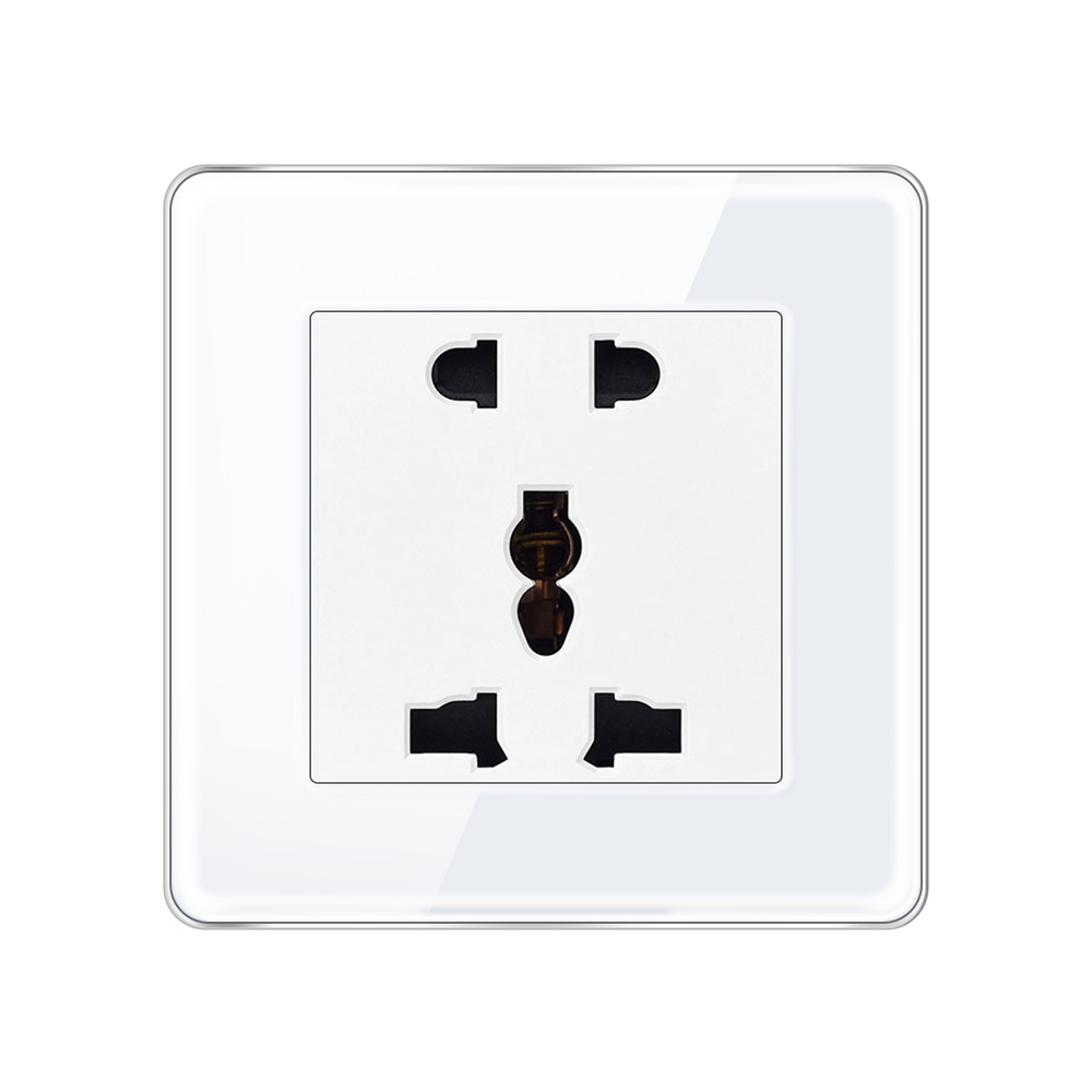 VISWE wall socket universal socket 13a socket 250V 5 pin socket,86*86mm Electroplated glass ...