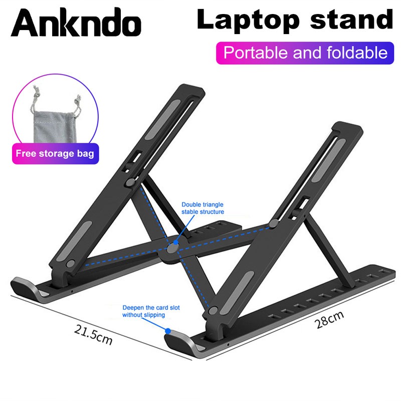 Ankndo Foldable Laptop Stand Portable Notebook Support Base Holder Adjustable Riser Cooling ...